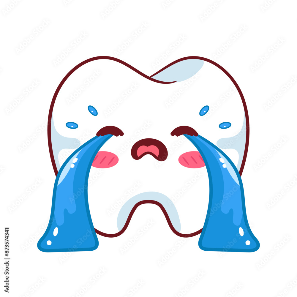Vetor de Cute Tooth Crying Cartoon Vector Character. Education Human ...