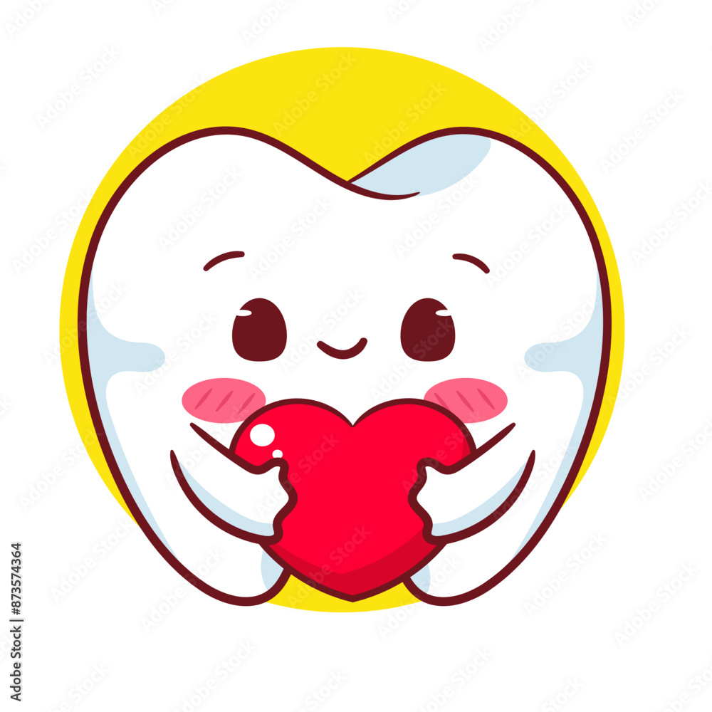 Cute Tooth Holding Love Heart Cartoon Vector Character. Education Human ...
