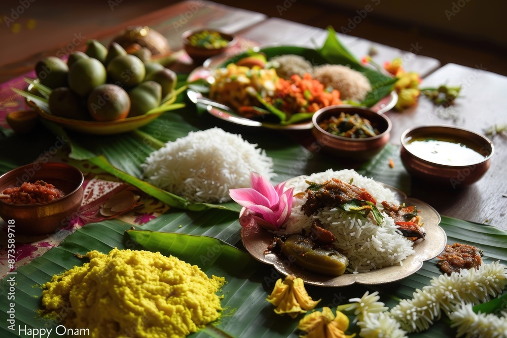 Festive joy: happy onam festival, marking harvest season,colorful ...