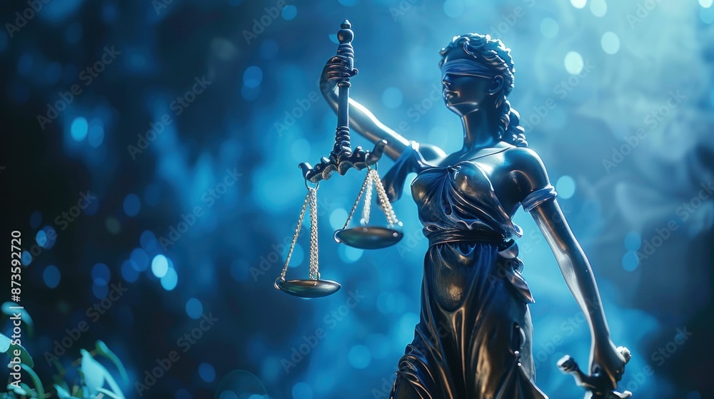 Statue of Lady Justice Holding Scales of Justice in Front of Dramatic ...