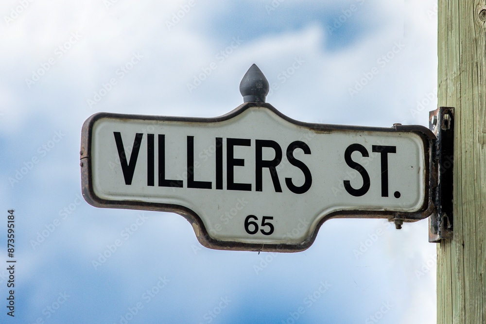 Poster A street sign for historic Villiers Street in Toronto port lands ...