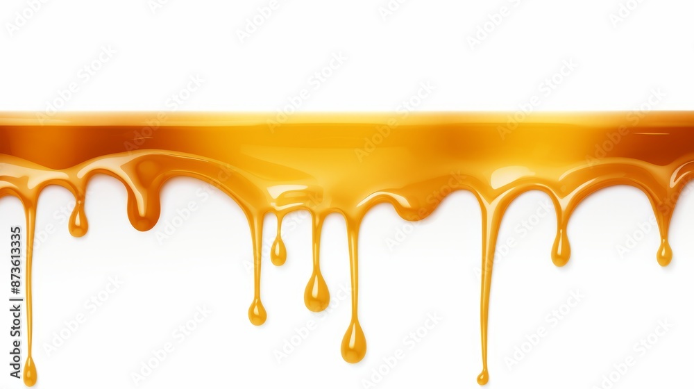 Dripping honey seamless repeat pattern from the top on white background ...