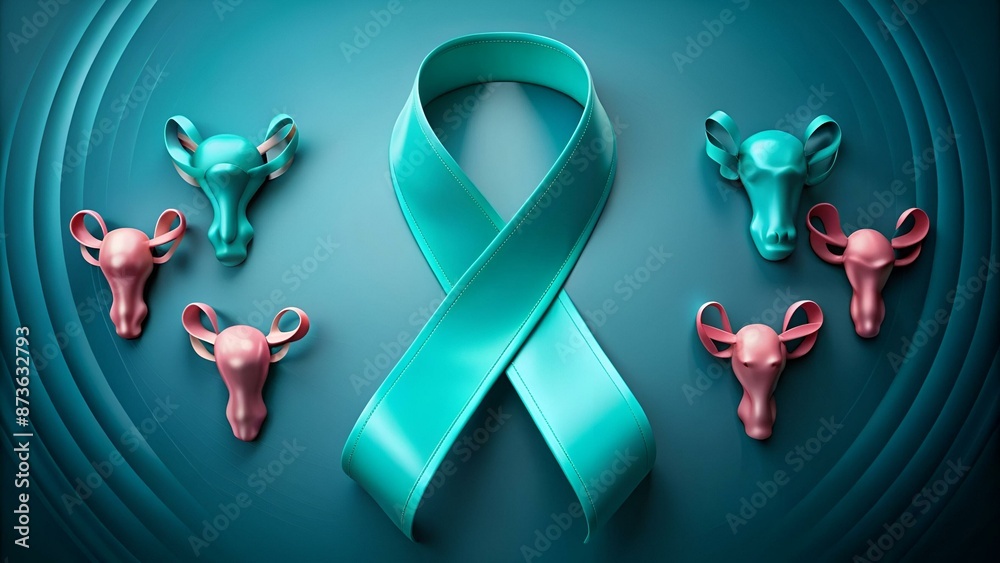 3D Ovarian cancer awareness ribbon poster design. Ovarian cancer and ...