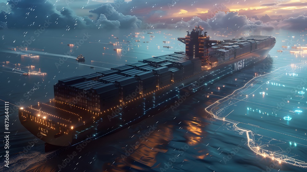 Futuristic cargo container ships utilize technology for global ...
