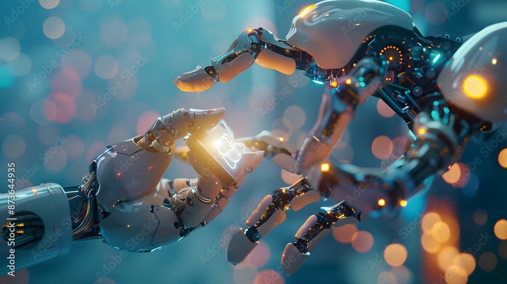 Futuristic robot artificial intelligence enlightening AI technology ...