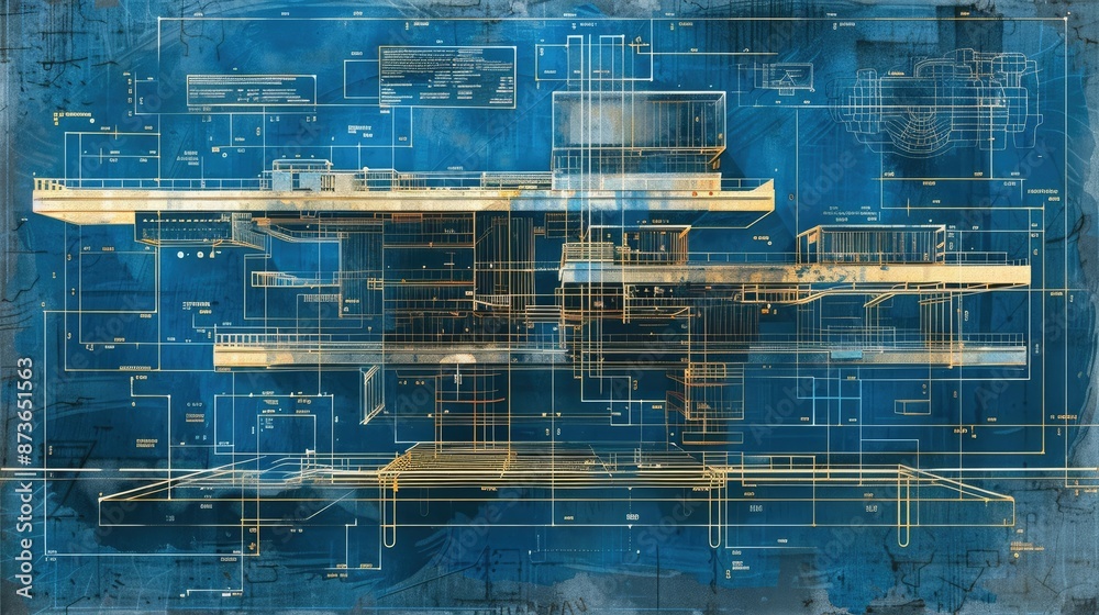 Intricate Blueprint of a Modern Architectural Structure with Precise ...