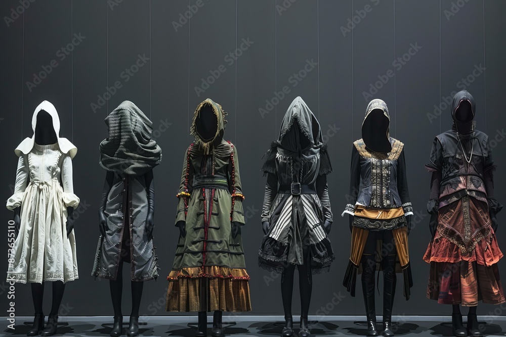 Exquisite vintage costume collection display featuring diverse ...