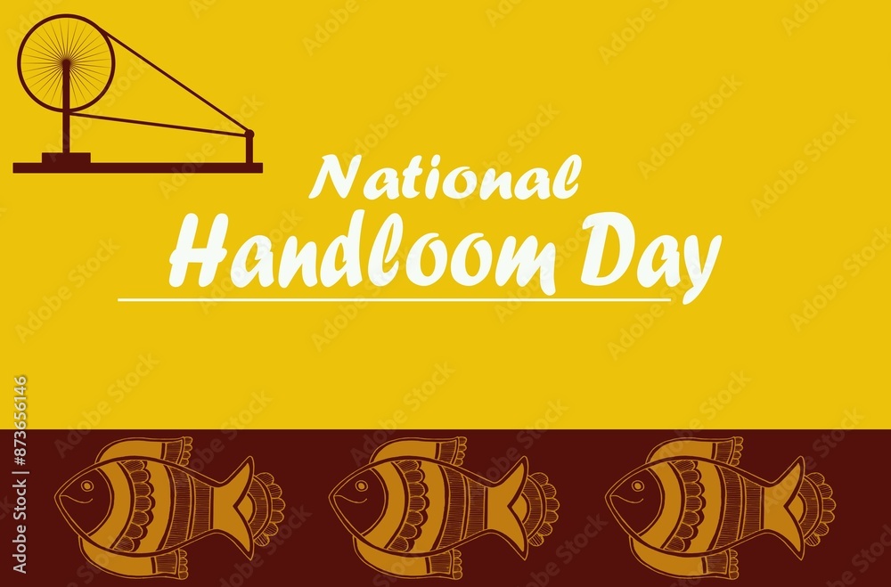 Beautiful banner and poster of National Handloom Day . white text on ...