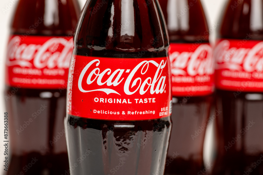 Four Small glass Bottles of Coca Cola Original taste, bottled in USA ...