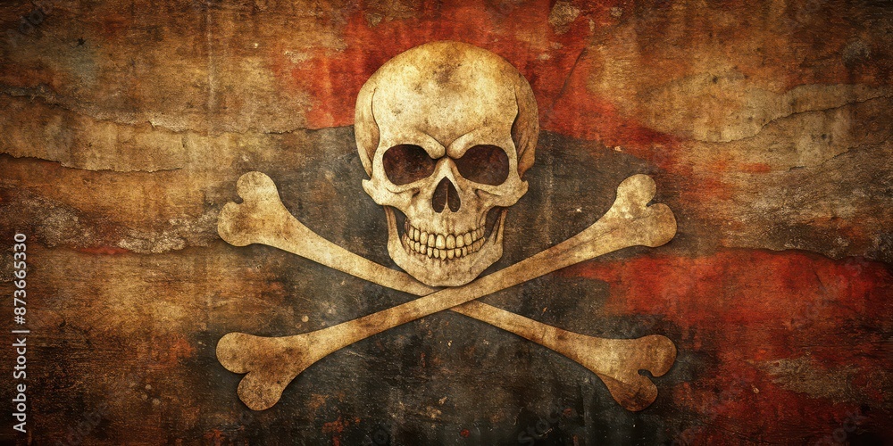 Skull and crossbones pirate flag with grungy texture , pirate, flag ...