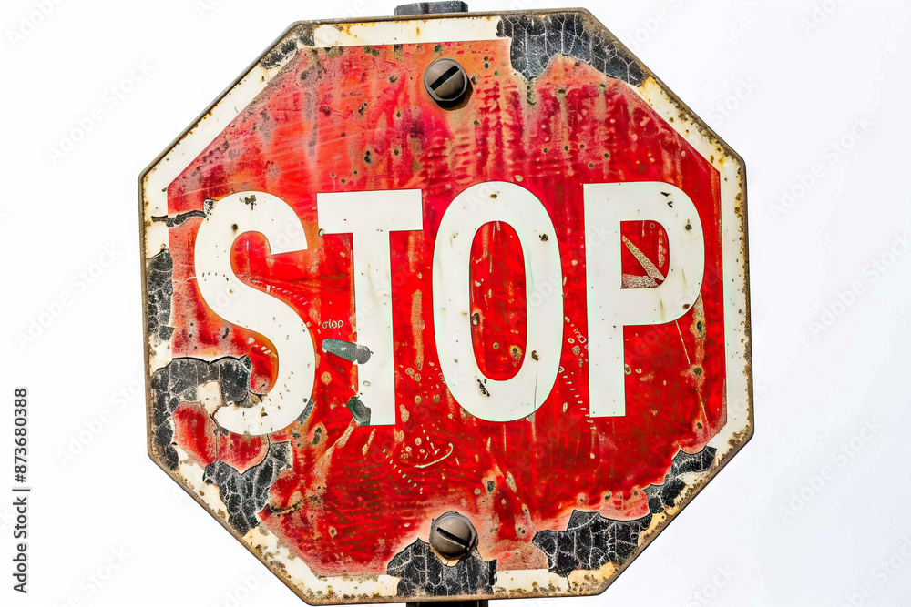 Weathered and rusty stop sign, showing signs of age and wear ...