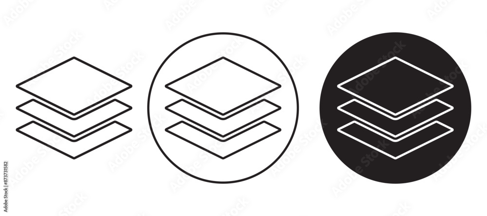 layer icon, Three Layer line icon set, Floor level and paper stack ...