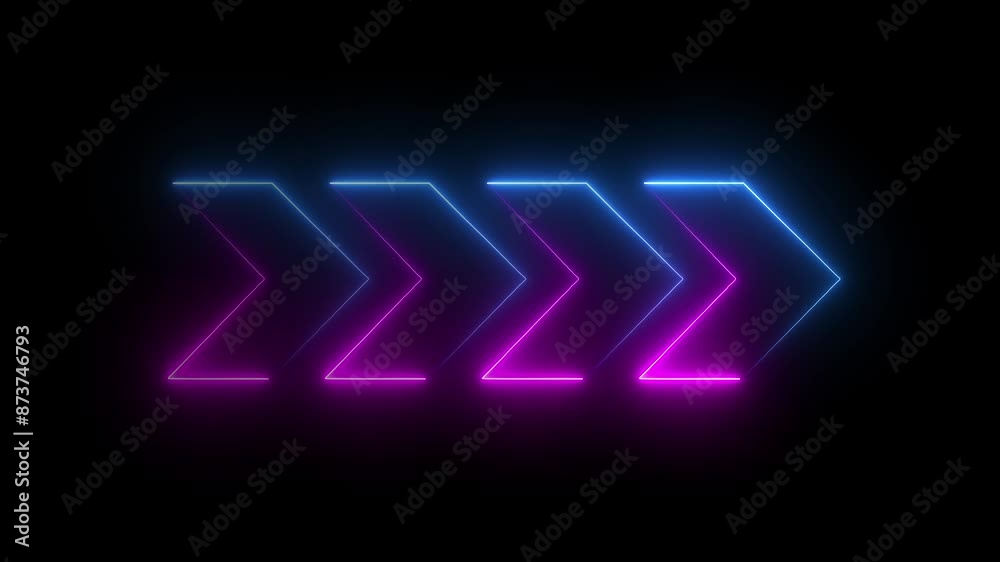 Neon direction concept, neon arrow icon, arrows indicates the direction ...