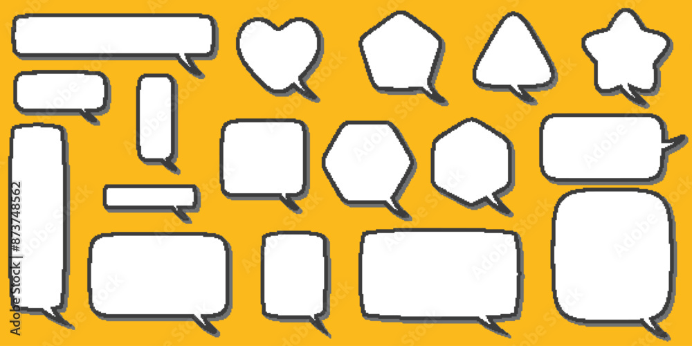 Pixel speech bubbles for game design and chart. Retro chat box for ...