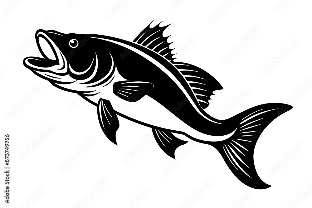 Bass vector illustration, Bass isolated on white, Bass silhouette, Bass ...