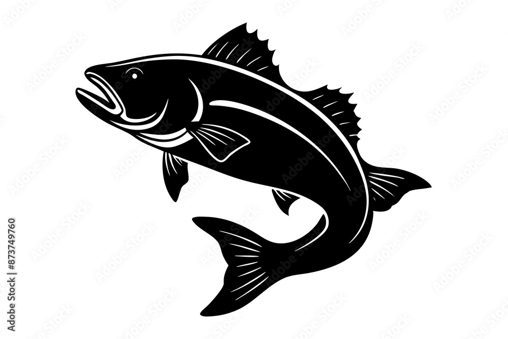 Bass vector illustration, Bass isolated on white, Bass silhouette, Bass ...