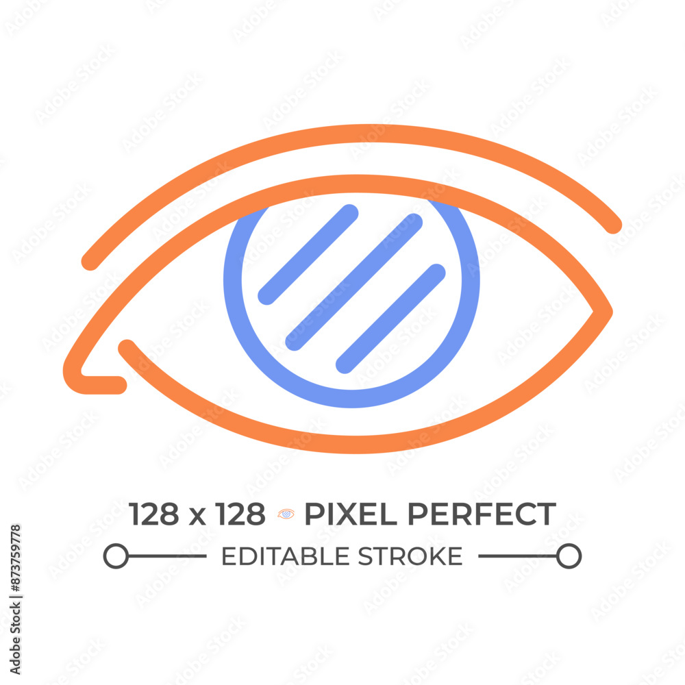 Cataract two color line icon. Eye blindness. Vision medical condition ...