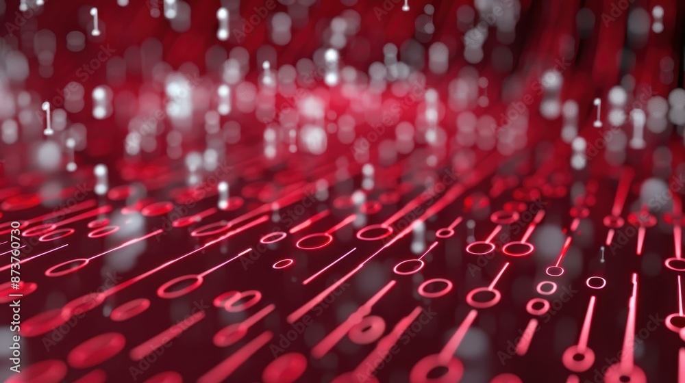 Intriguing abstract red background with binary code representing data breaches, malware, cyber ...