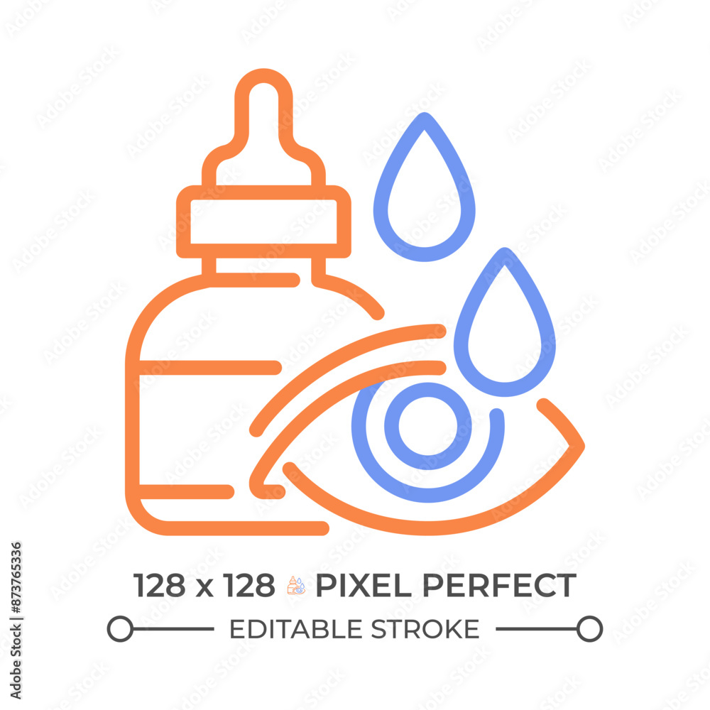 Eye drop two color line icon. Ocular health. Medication and vision care ...