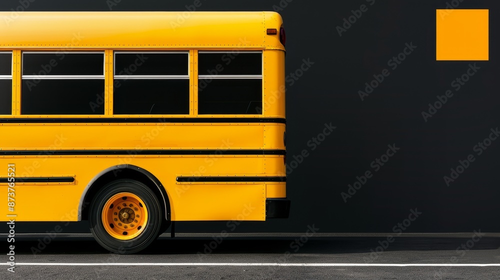 Bright yellow school bus in motion, students visible through windows ...