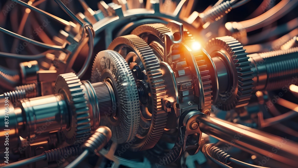 A mesmerizing, high-resolution close-up of an intricate mechanical ...