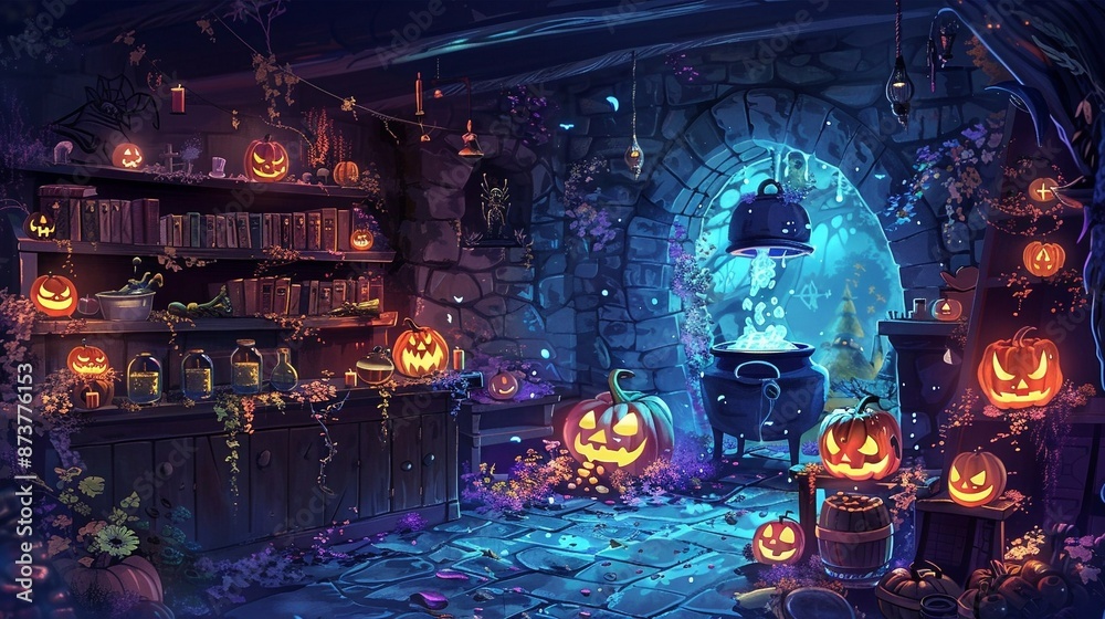 Halloween Cauldron: A bubbling cauldron filled with mysterious potions ...