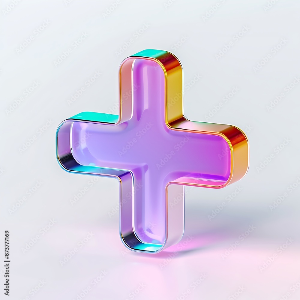 Plus symbols icon with colorful gradient. 3d rendering illustration for ...