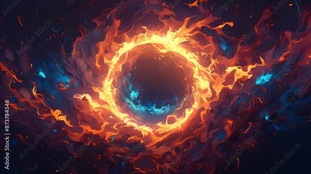 Striking digital artwork featuring a mesmerizing ring of fire ...