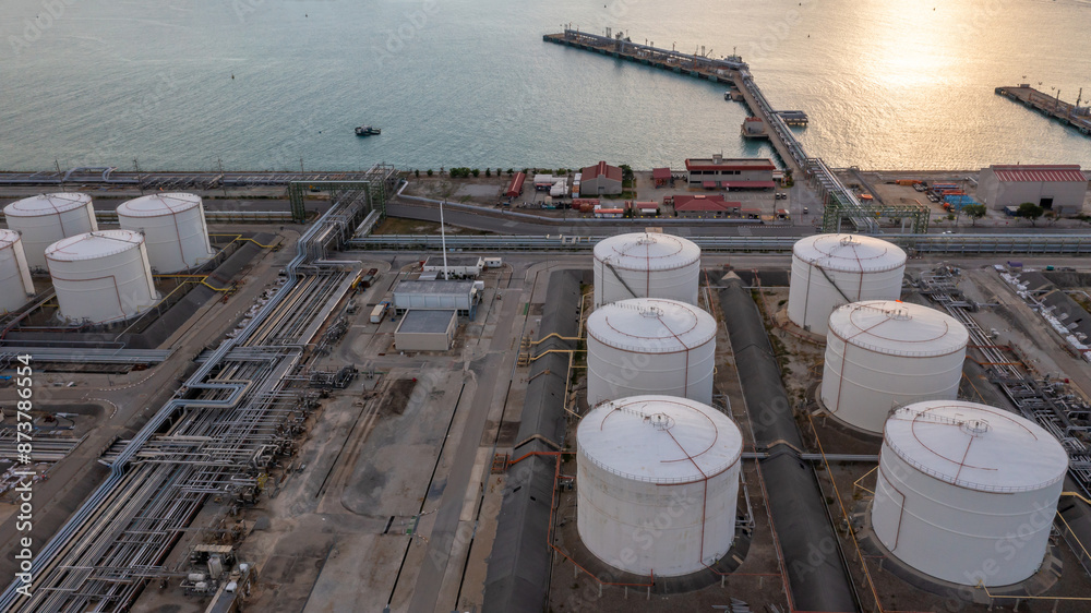 Aerial view oil and gas depot industrial facility for storage logistic ...
