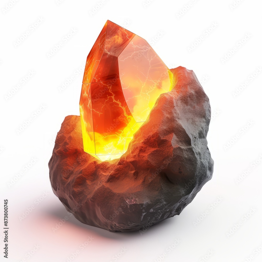 3D Render low poly of the Philosopher's Stone, emitting a radiant glow ...