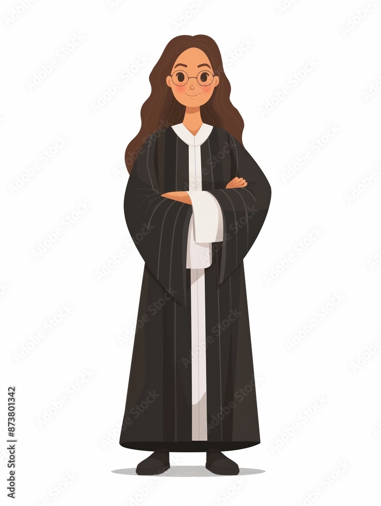 Judge female, Full body character, Vector illustration, Clip art ...