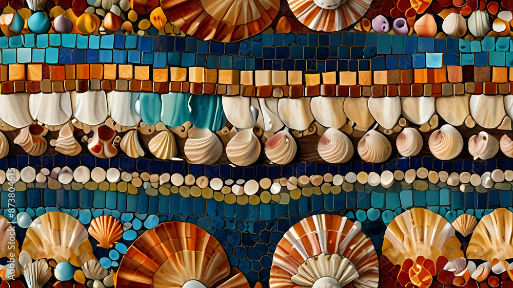 Illustrate a vibrant mosaic pattern composed entirely of different ...