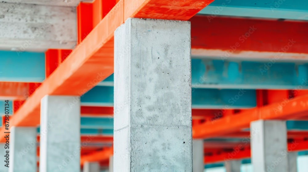 Detailed image of reinforced concrete structure, showcasing the ...