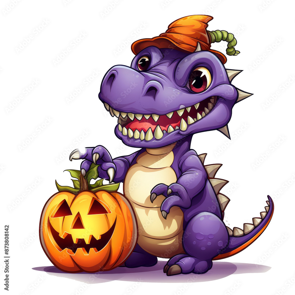 Cartoon Halloween themed dinosaur isolated on transparent background ...