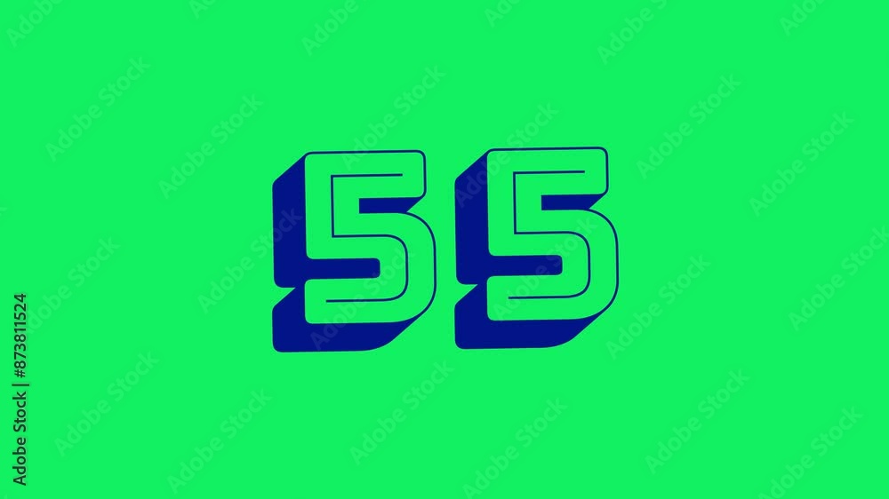 60 sec (1 min) simple 3D Pop Blocky Font Countdown Timer. Navy on Green ...