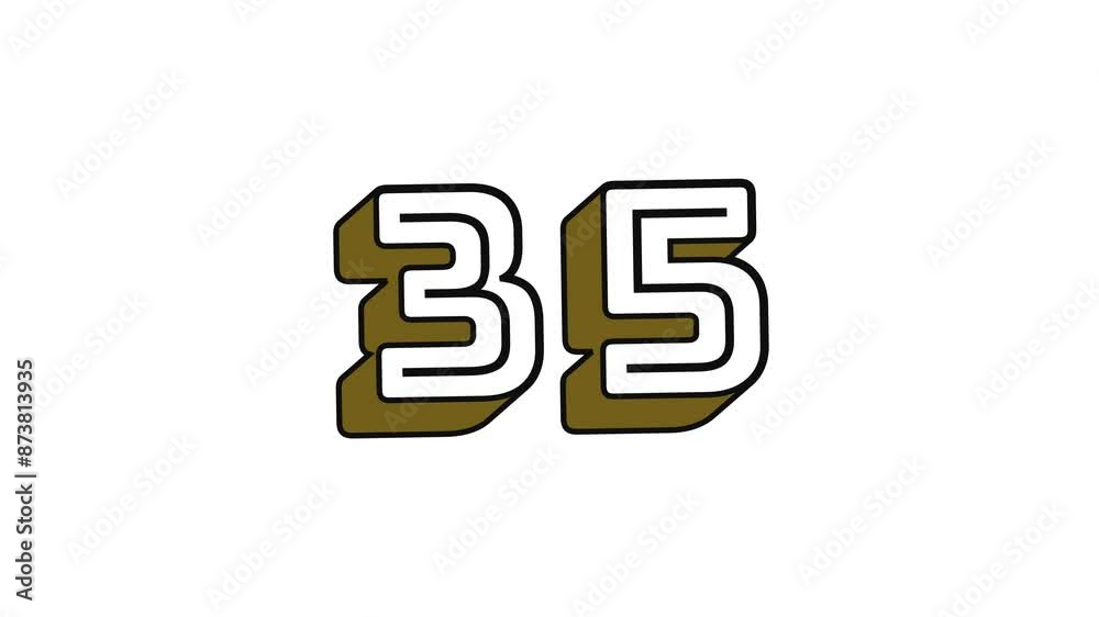 40 Seconds simple 3D Pop Blocky Font Countdown Timer. Gold on White bg ...