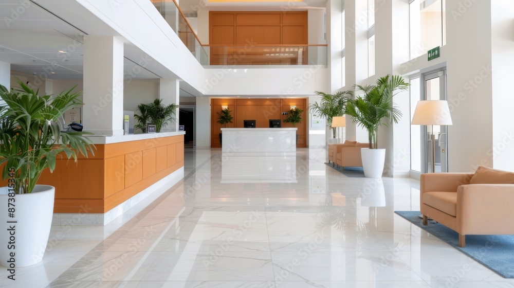 Efficient hotel check-out process with a guest at the reception desk ...