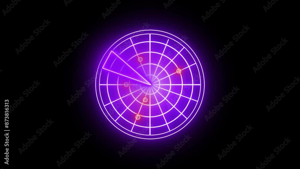 Neon Light Glowing Purple color radar technology animation icon signal ...