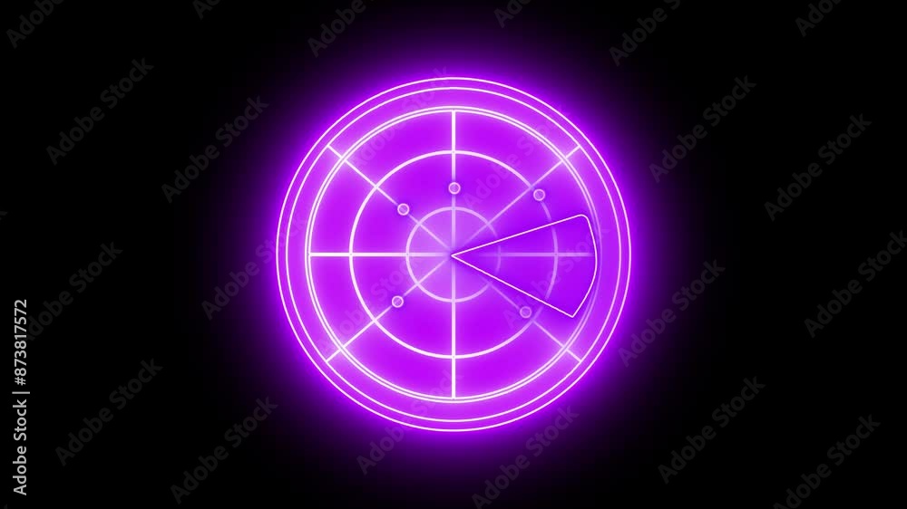 Neon Light Glowing Purple pink color radar technology animation icon ...