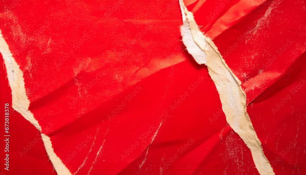 Close-up of a single, torn piece of red paper Abstract red old grunge ...