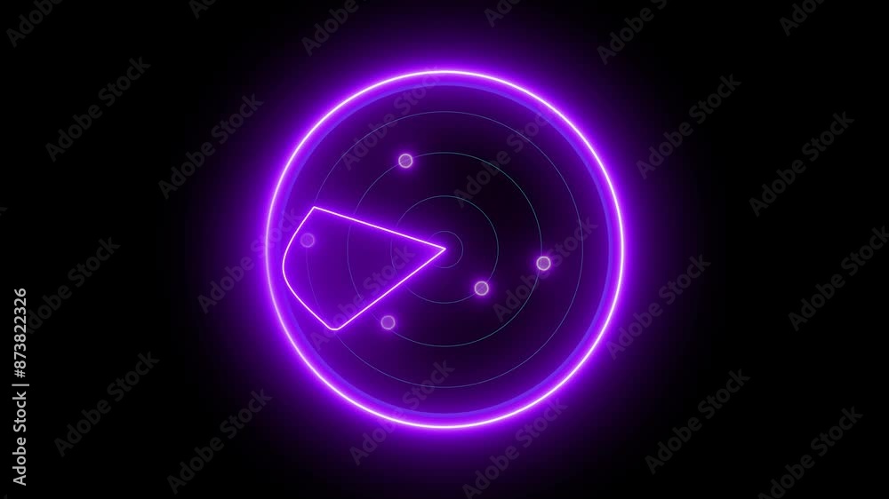 Neon Light Glowing Purple color radar technology animation icon signal ...