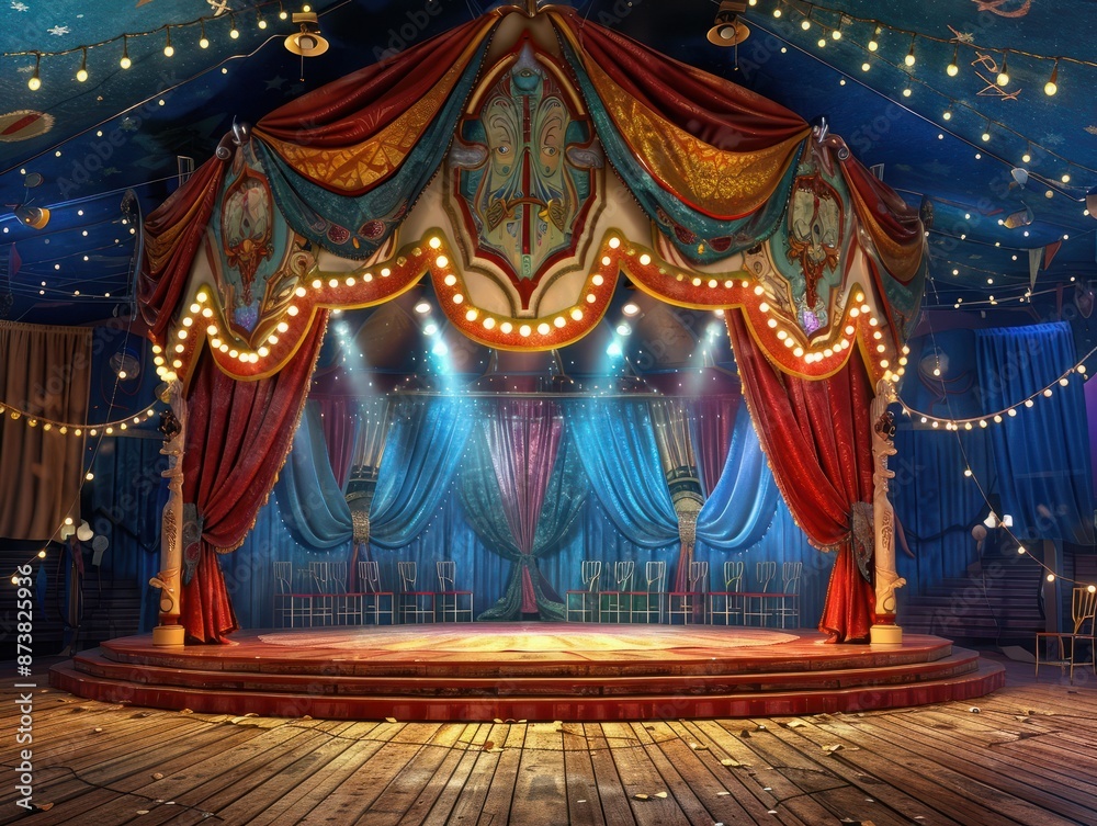 circus stage background, promotional materials and event announcements ...