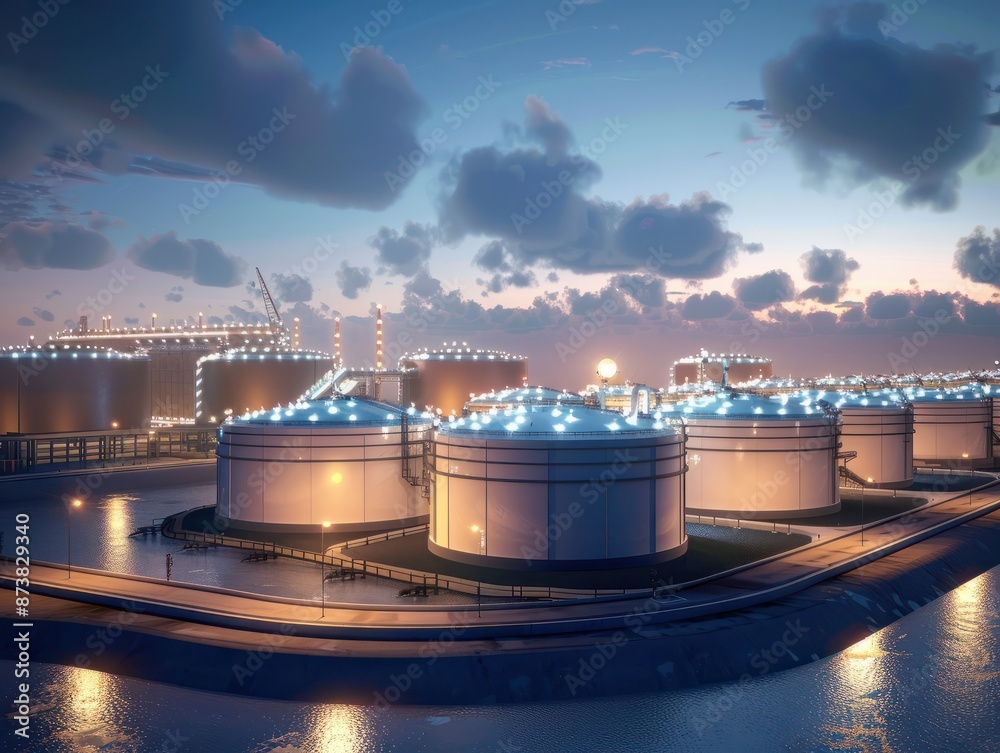 Massive LNG Storage Tank Facility - Modern Energy Infrastructure ...