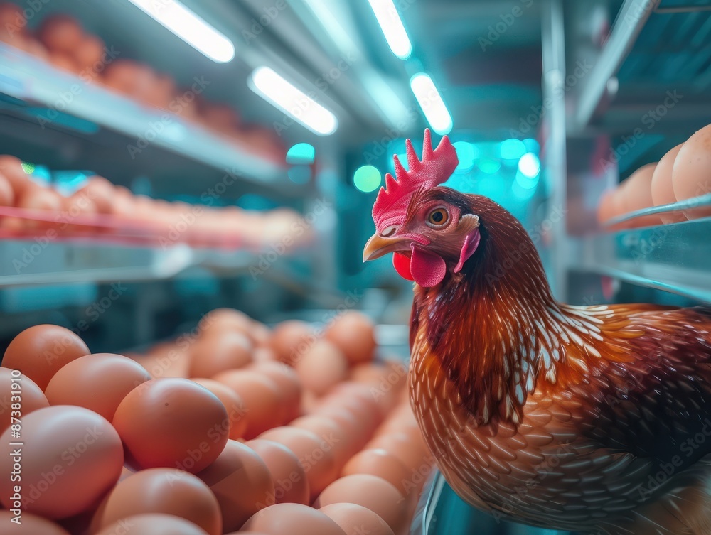 Foto de Sustainable organic chicken egg production at a modern poultry ...