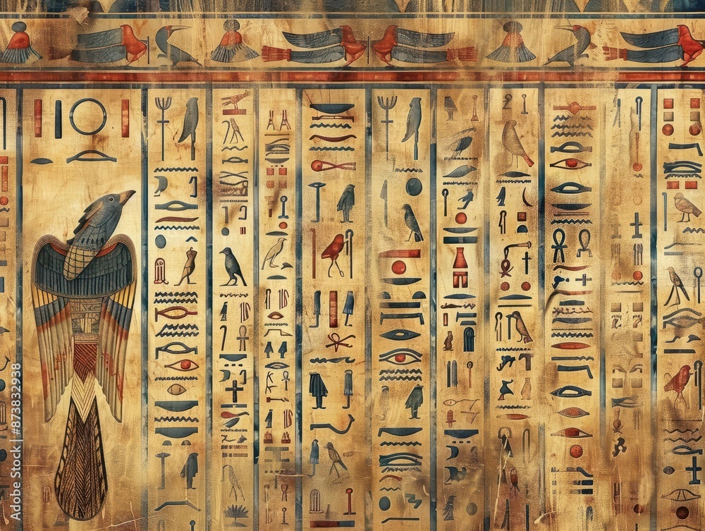 Vintage Egyptian papyrus background with delicate scrolls and ...