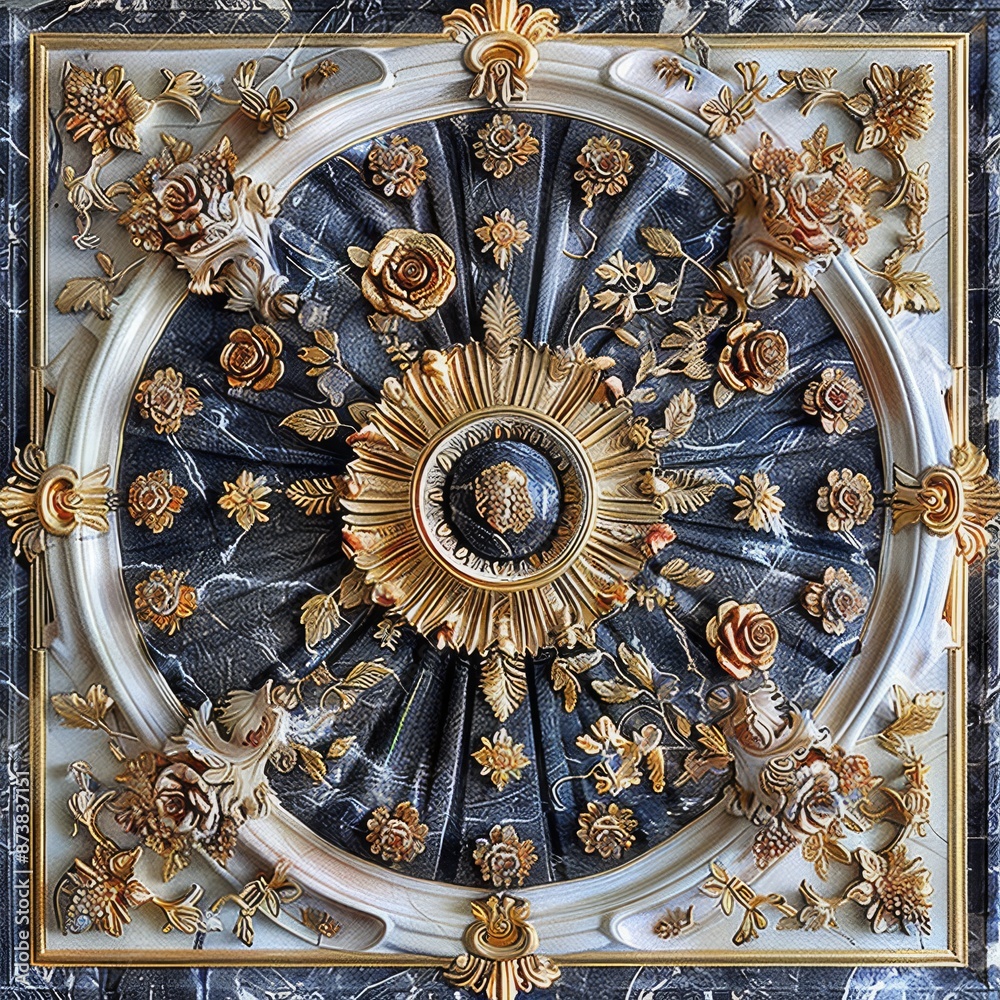 Baroque, Barocco Ornate Marble Ceiling Non-Linear Reformation Design ...