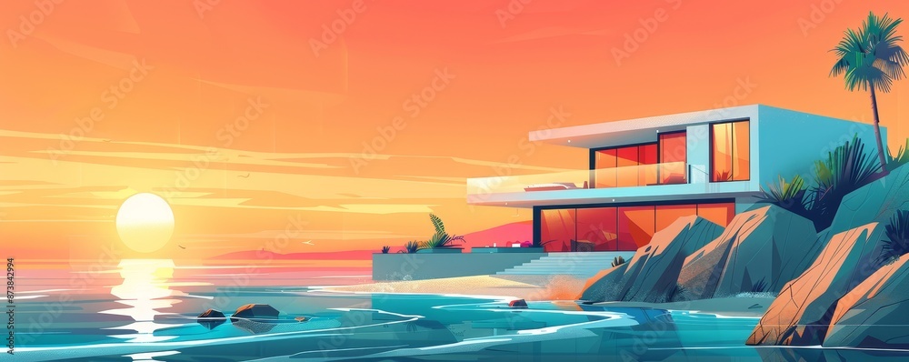 Layered textured designs, flat design, side view, modern art theme ...