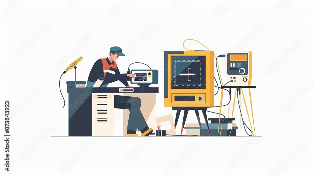 Electronics repair illustration a tester checking with a multimeter ...