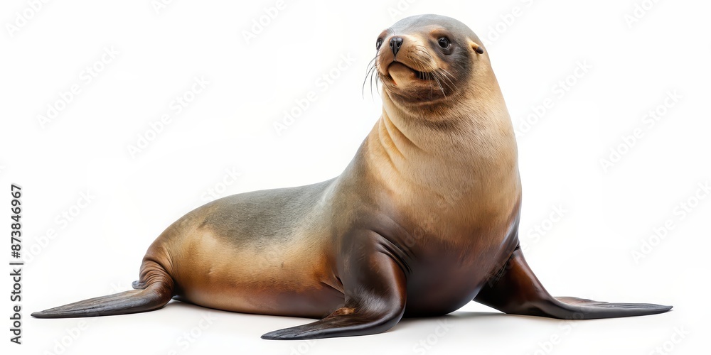 Sea lion isolated on white background , marine mammal, animal, wildlife ...
