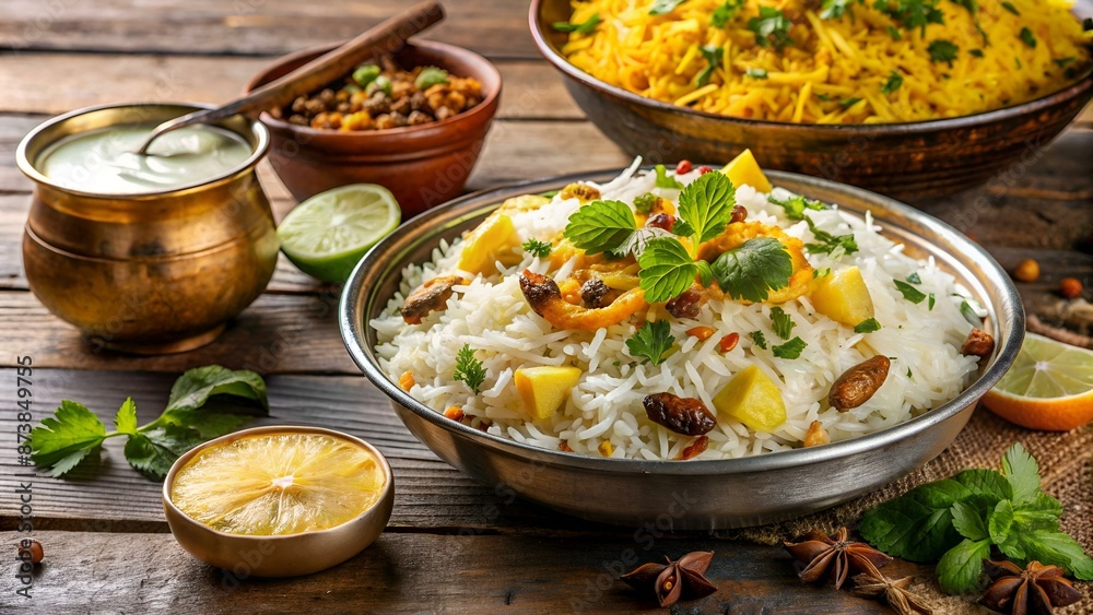Vegetable biryani biriyani , Hyderabadi Shahi Pulao and raita Pilaf ...